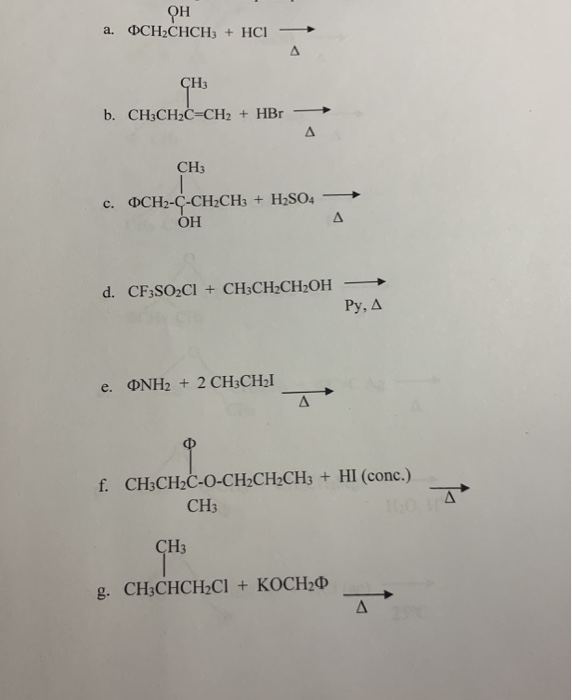Solved ОН a. OCH2CHCH3 + HCI- CH3 b. CH3CH2C=CH2 + HBr CH; | Chegg.com