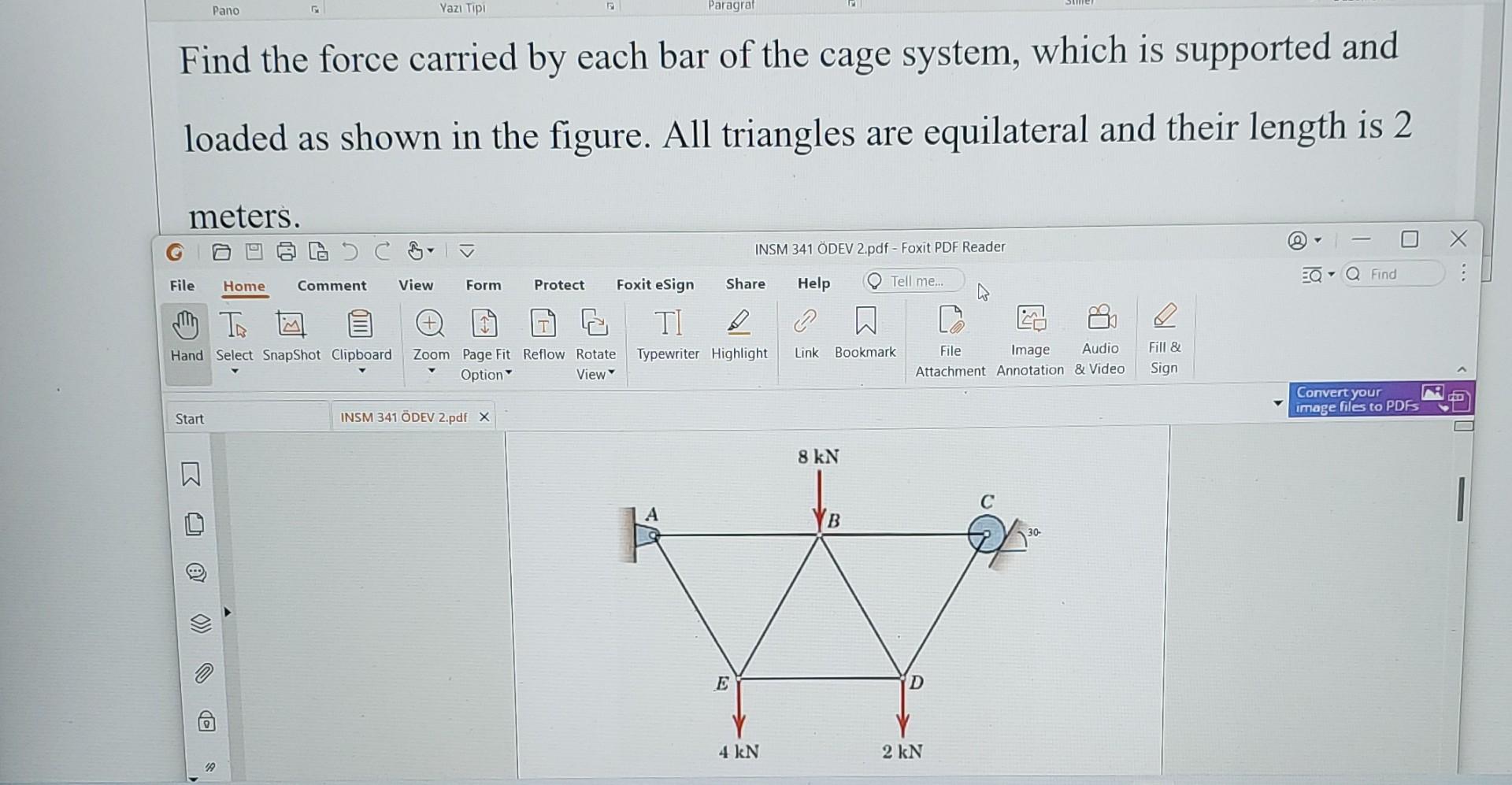 Solved Find the force carried by each bar of the cage | Chegg.com
