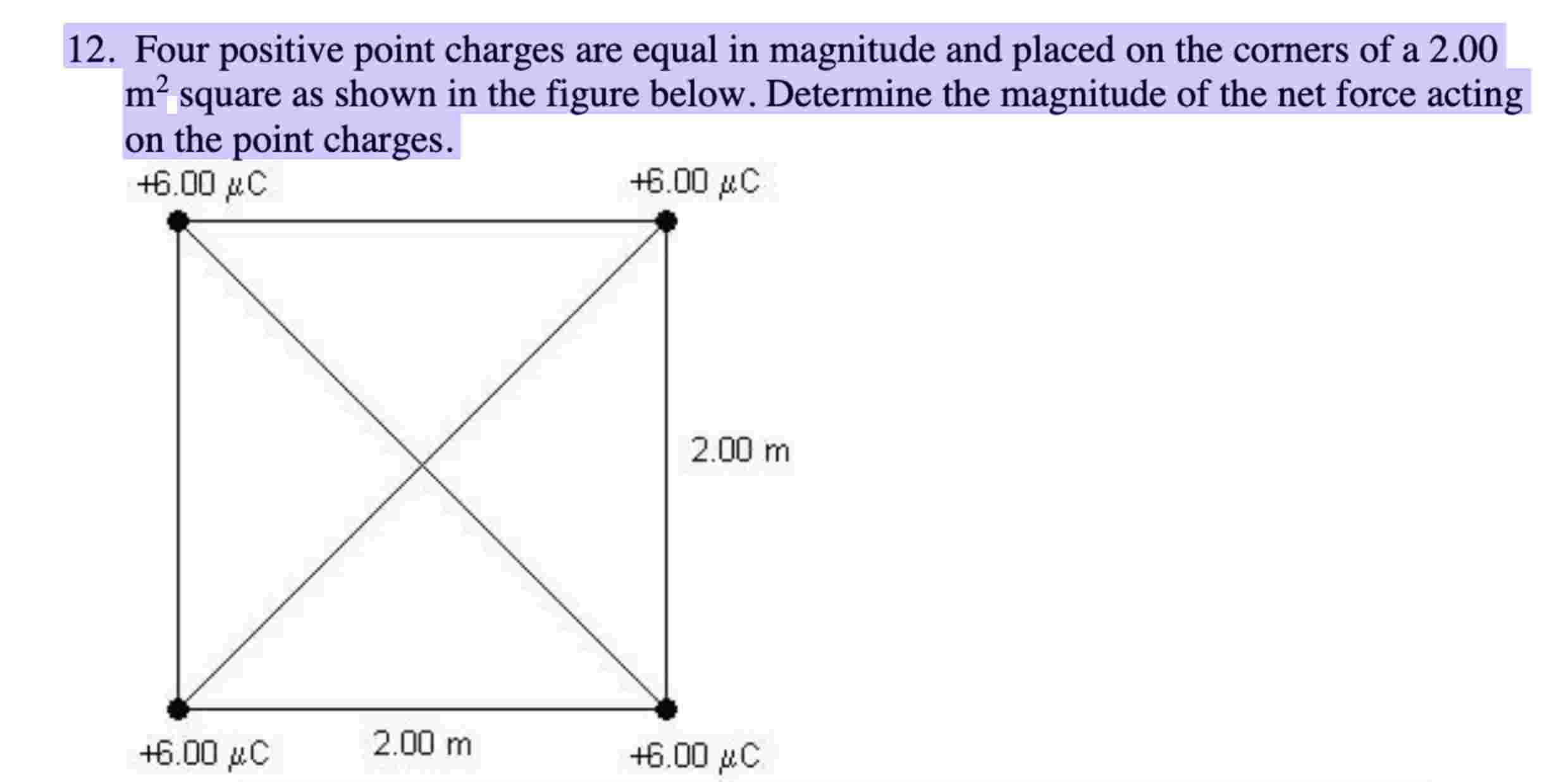 Solved Four positive point charges are equal in magnitude | Chegg.com