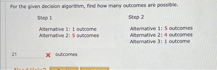 Solved For the given decision algorithm, find how many | Chegg.com
