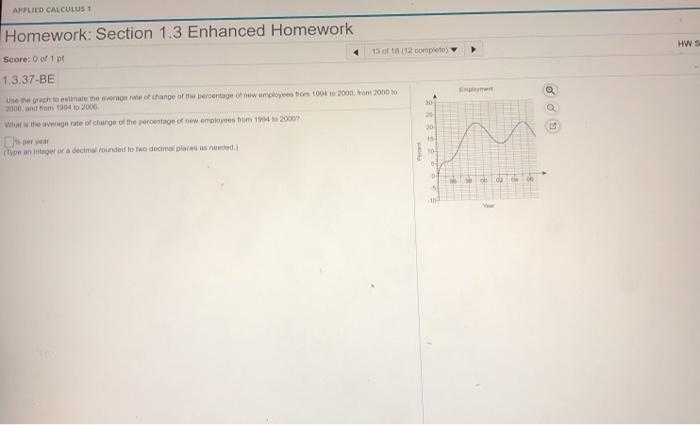Solved APPLIED CALCULUS 1 Homework: Section 1.3 Enhanced | Chegg.com Solved APPLIED CALCULUS 1 Homework: Section 1.3 Enhanced | Chegg.com