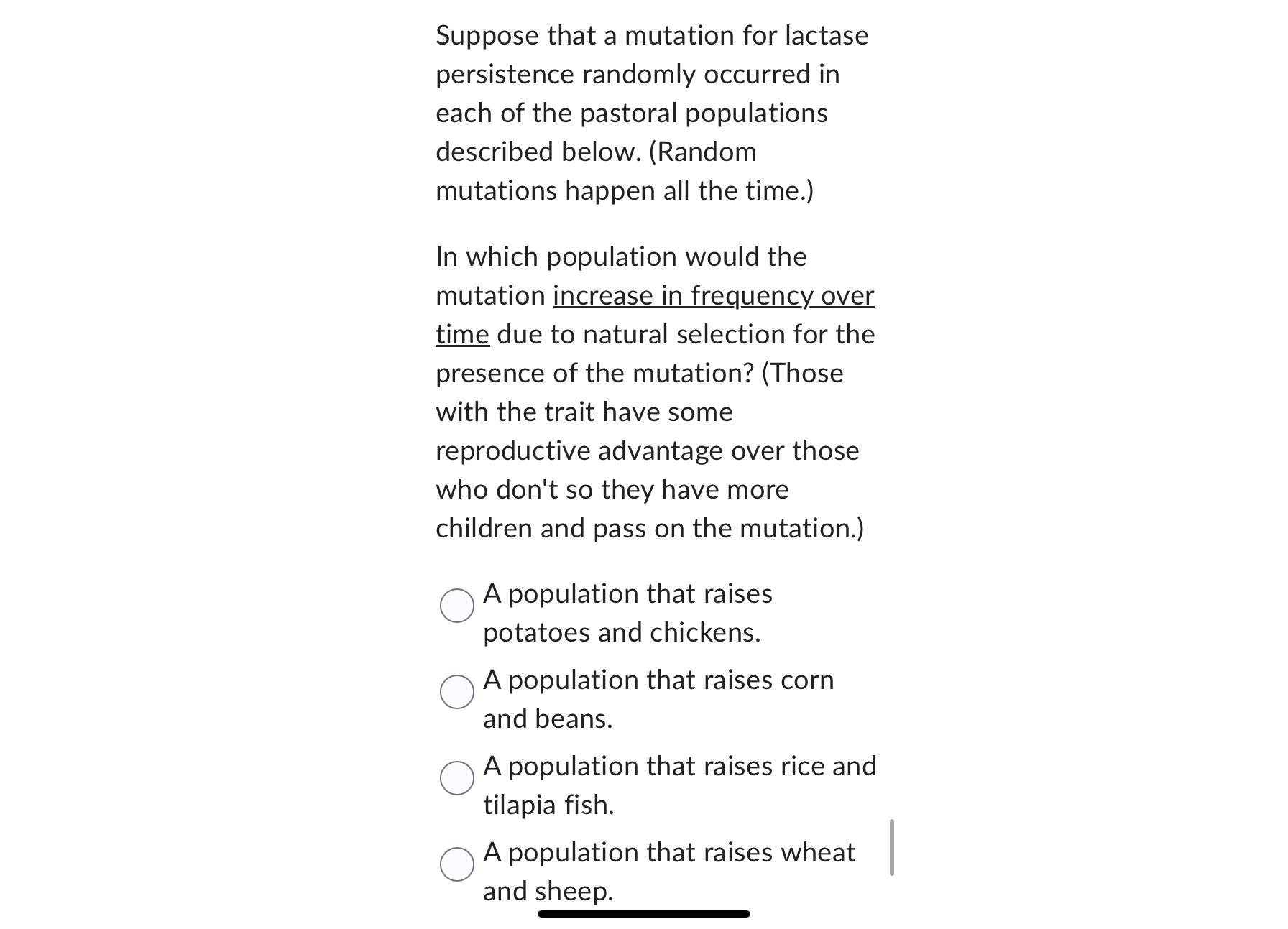 Solved Suppose that a mutation for lactase persistence | Chegg.com