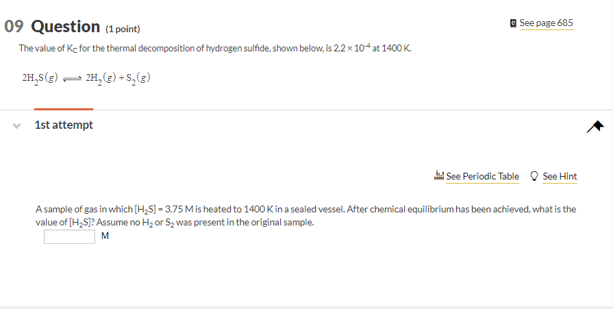 Solved 09 ﻿Question (1 ﻿point)The value of KC ﻿for the | Chegg.com