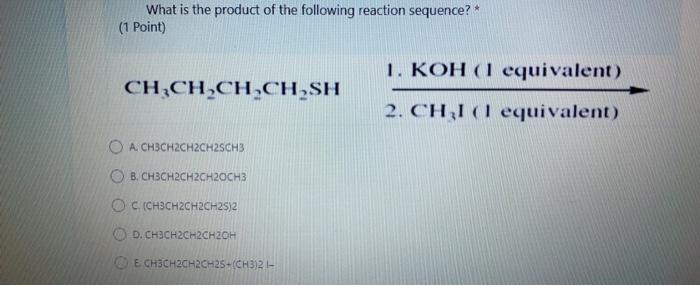 Solved What is the product of the following reaction | Chegg.com