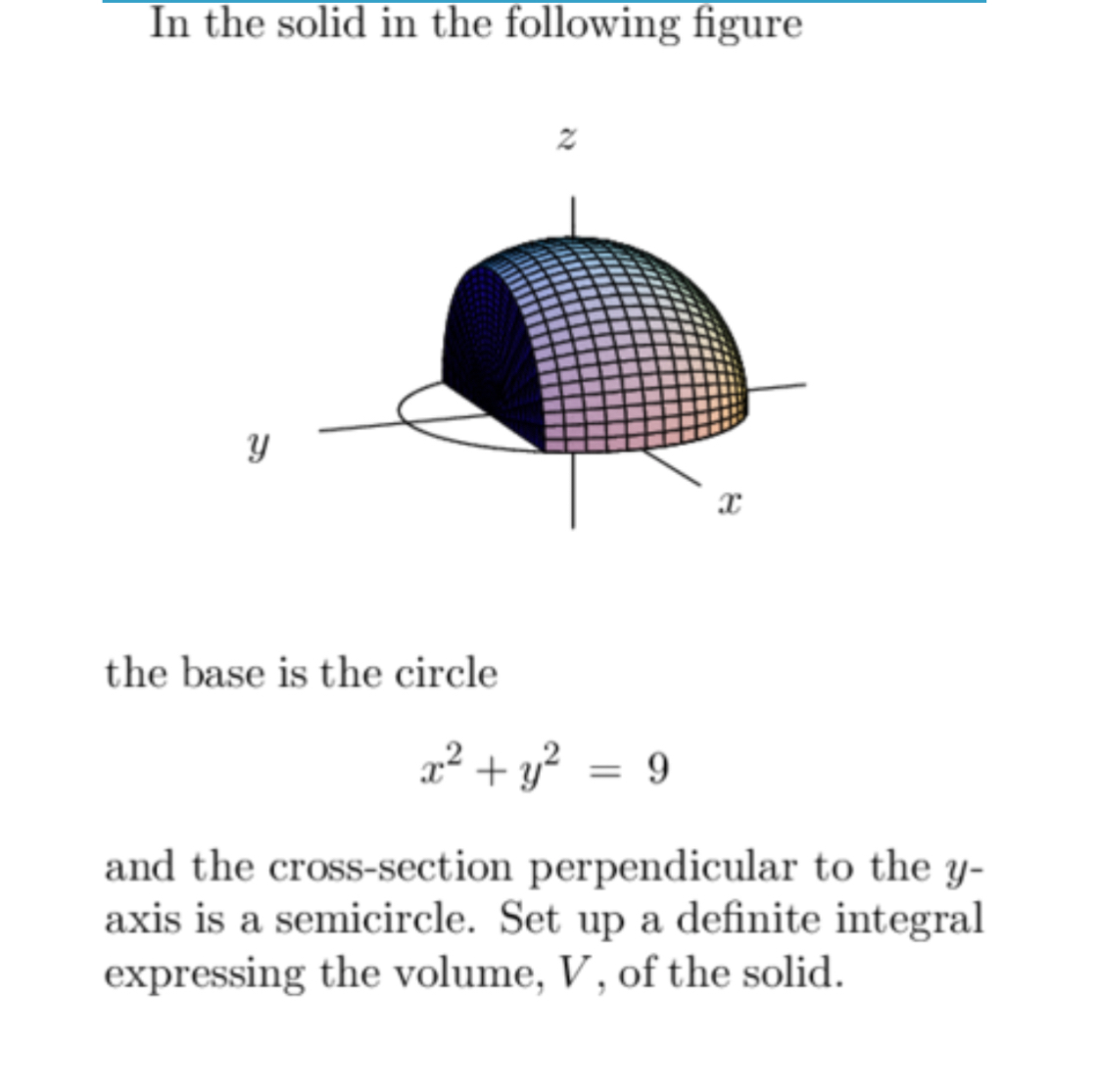 Solved In the solid in the following figurethe base is the | Chegg.com