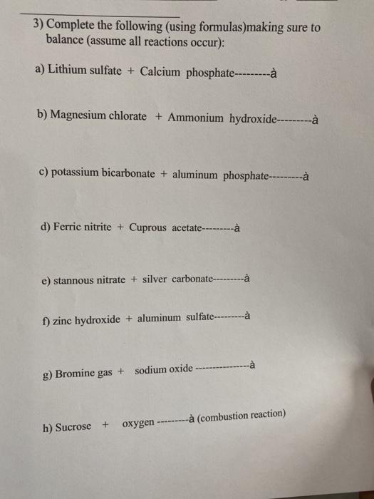 Solved 3) Complete the following using formulas)making sure | Chegg.com