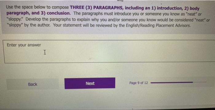 Use the space below to compose THREE (3) PARAGRAPHS, | Chegg.com