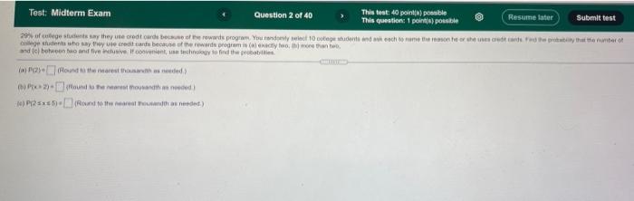 Solved Test: Midterm Exam Question 2 of 40 This test: 40 | Chegg.com