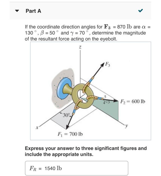 Solved Part A If The Coordinate Direction Angles For F3