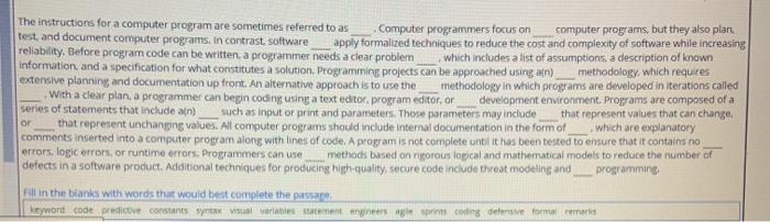 Solved The instructions for a computer program are sometimes | Chegg.com