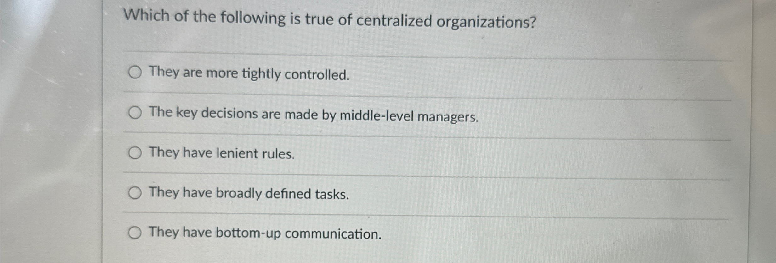 Solved Which of the following is true of centralized | Chegg.com