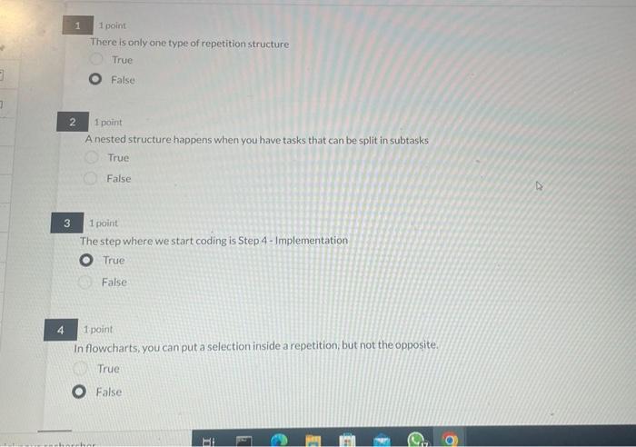 Solved 1 1 point There is only one type of repetition | Chegg.com