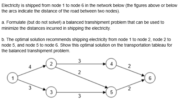 Solved Electricity is shipped from node 1 ﻿to node 6 ﻿in the | Chegg.com
