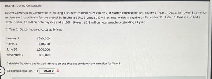 Solved Interest During Construction Dexter Construction | Chegg.com