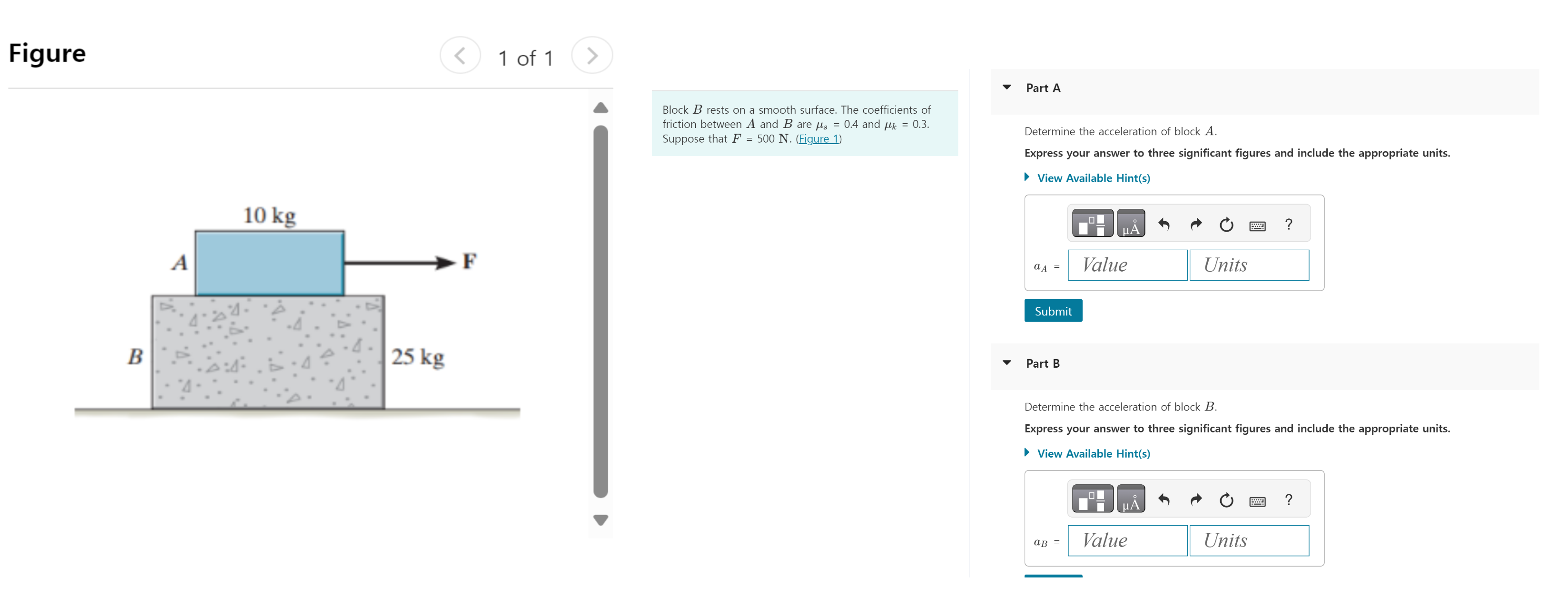 Solved Block B ﻿rests on a smooth surface. The coefficients | Chegg.com