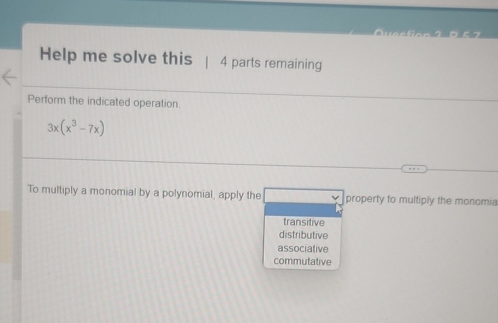 Solved Help me solve this4 ﻿parts remainingPerform the | Chegg.com
