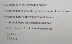 Solved Use periods in the following cases:in abbreviations | Chegg.com