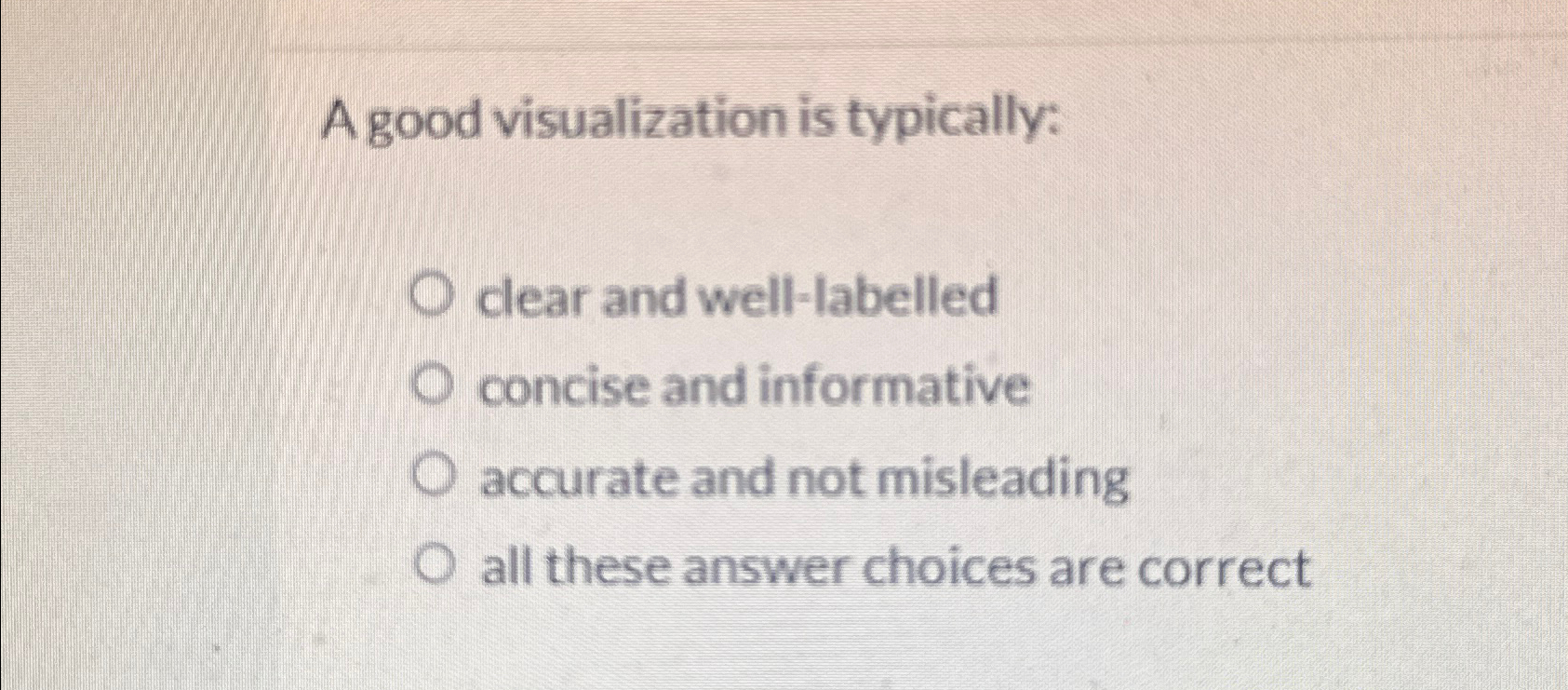 Solved A good visualization is typically:clear and | Chegg.com