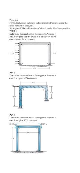 Solved Plate #6 Force Analysis of statically indeterminate | Chegg.com