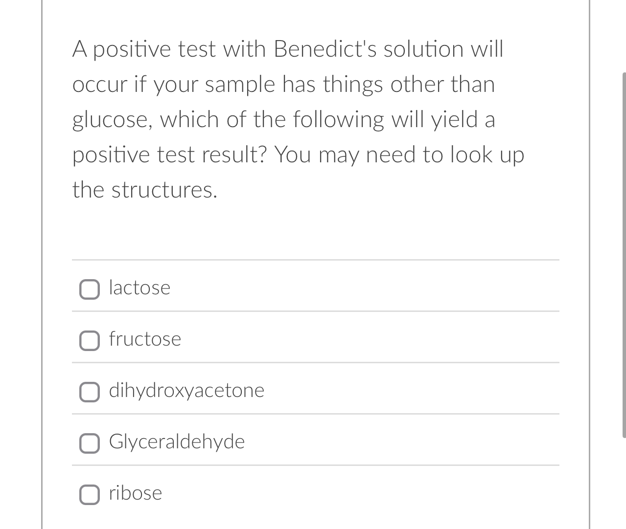 Solved A positive test with Benedict's solution will occur | Chegg.com
