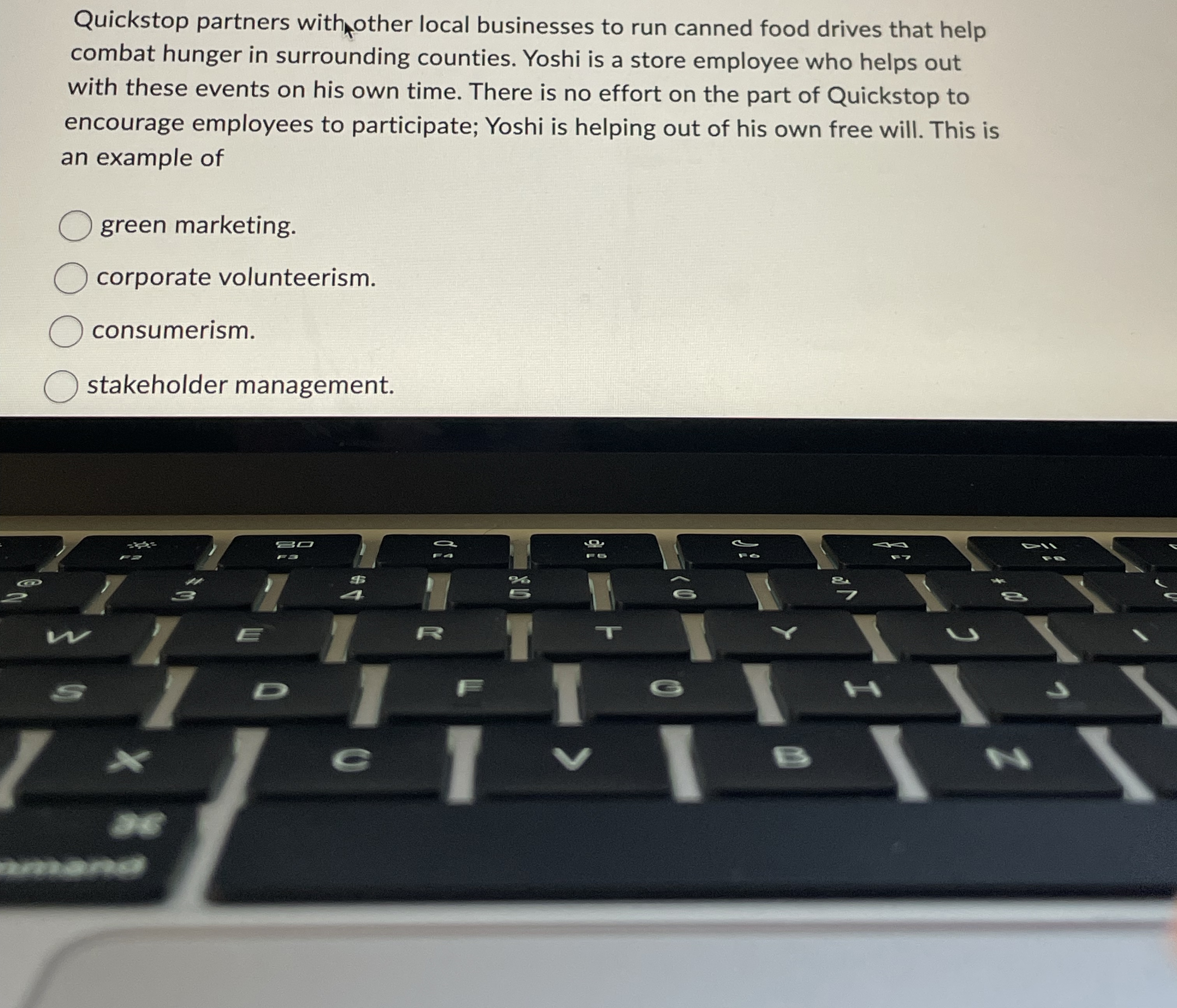 Solved Quickstop partners withother local businesses to run | Chegg.com