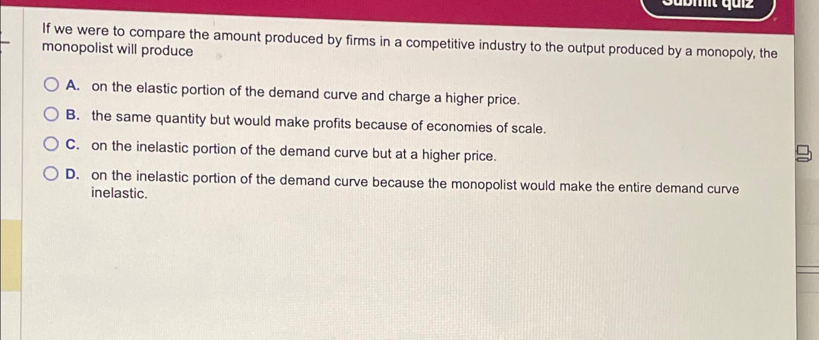 Solved If we were to compare the amount produced by firms in | Chegg.com