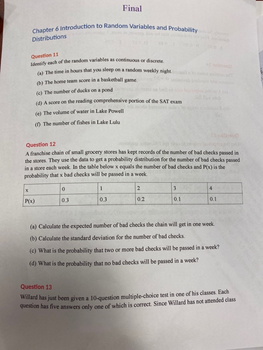 Solved Final Introduction to Random Variables and | Chegg.com