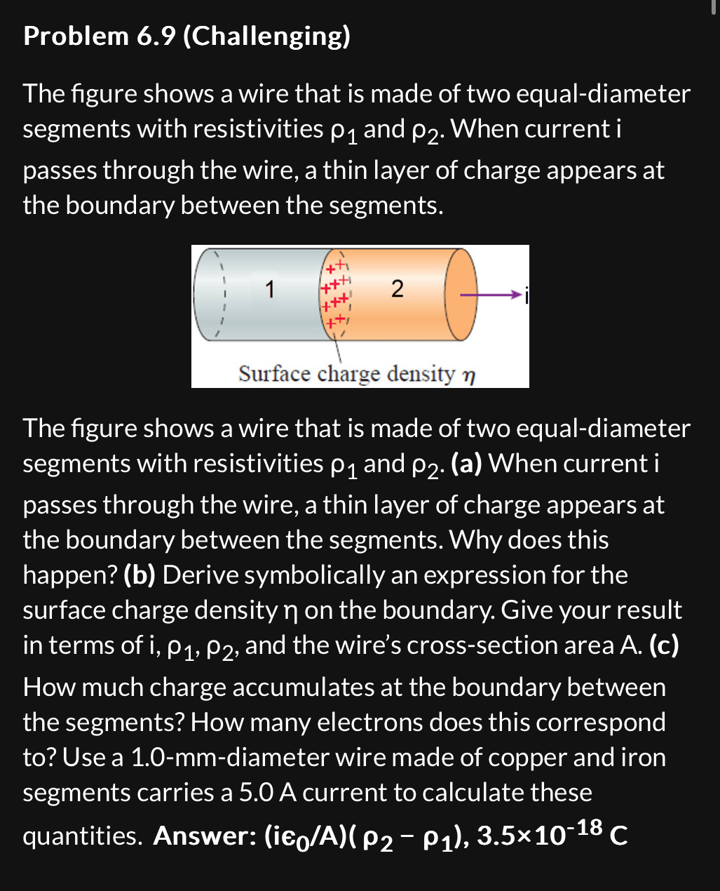 Solved Problem 6.9 (Challenging)The figure shows a wire that | Chegg.com