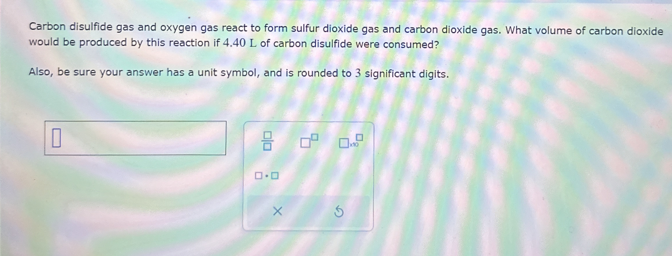 Carbon disulfide gas and oxygen gas react to form | Chegg.com