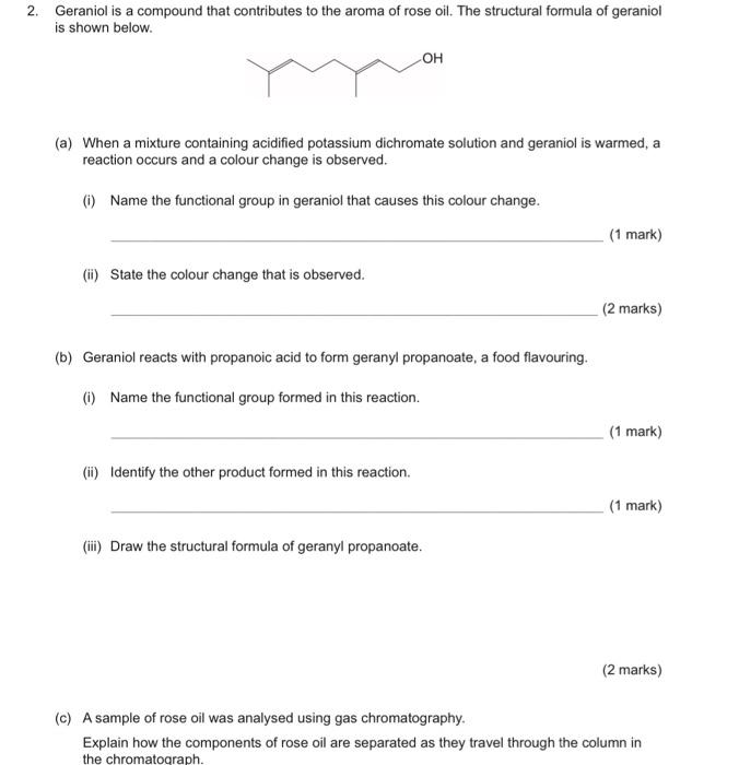 Solved 2. Geraniol is a compound that contributes to the | Chegg.com