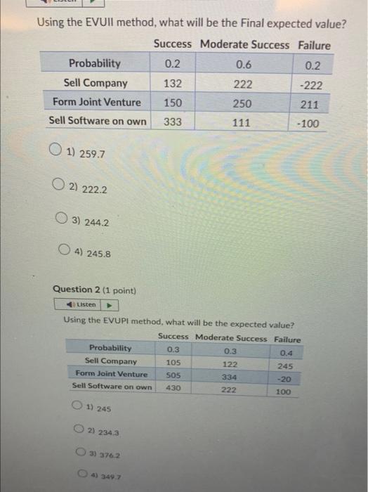 Solved Using the EVUII method, what will be the Final | Chegg.com