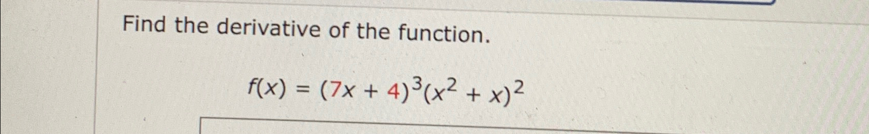 Solved Find the derivative of the | Chegg.com