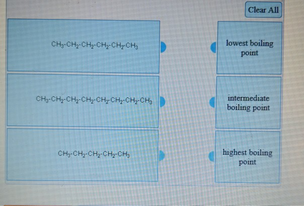 Solved Clear All CH3-CH2-CH2-CH2-CHY CH3 lowest boiling | Chegg.com