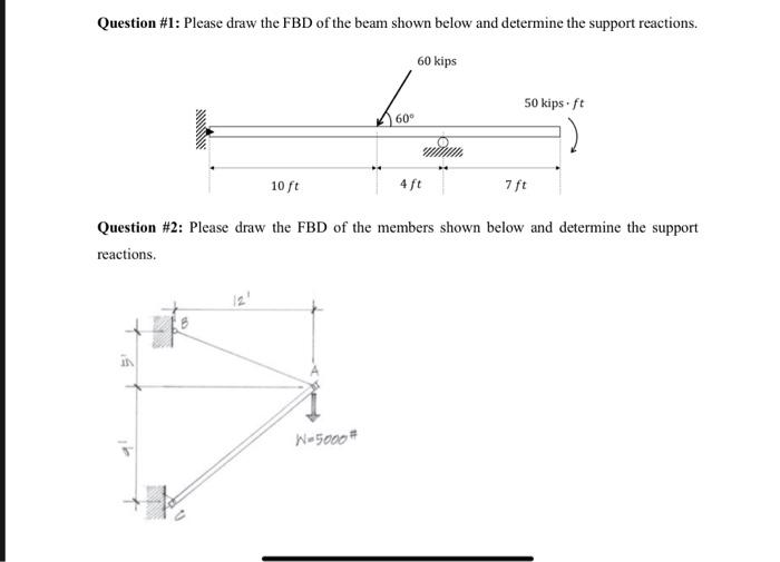 Solved Question #1: Please draw the FBD of the beam shown | Chegg.com