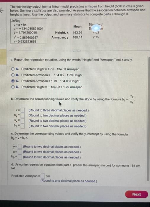 Solved The technology output from a linear model predicting | Chegg.com