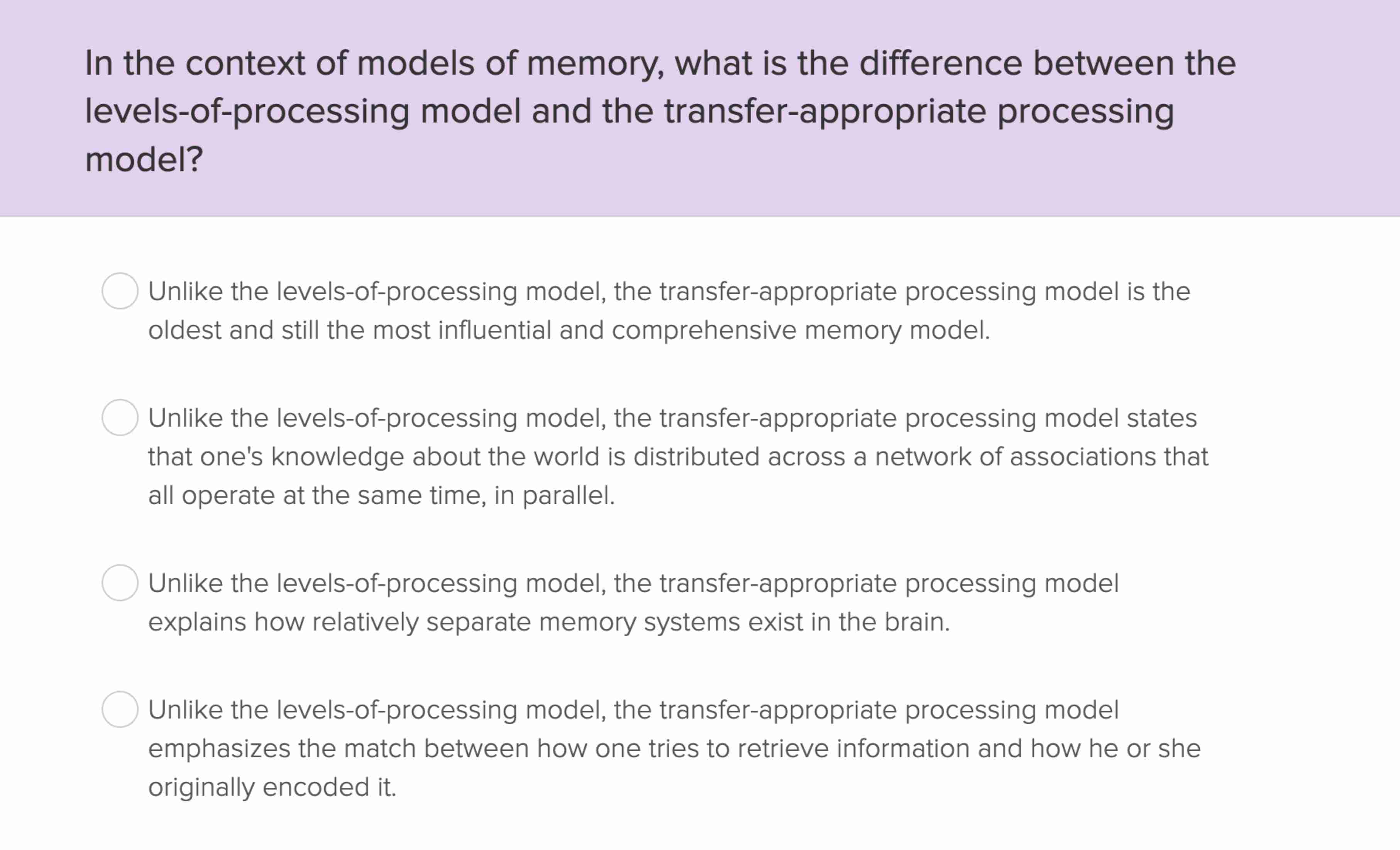Solved In the context of models of memory, what is the | Chegg.com