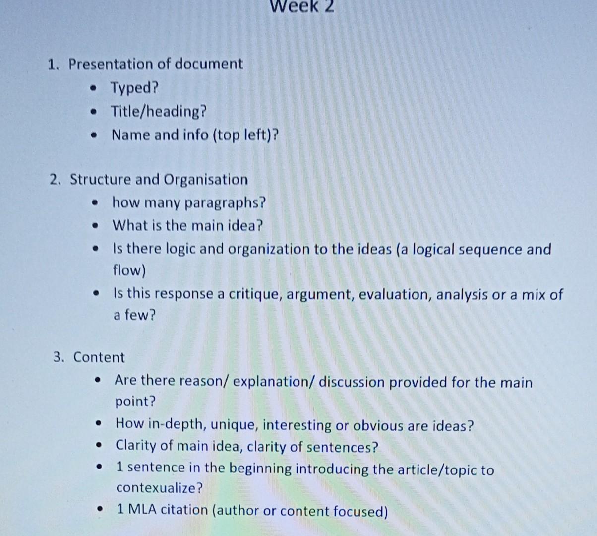 1. Presentation of document - Typed? - Title/heading? | Chegg.com