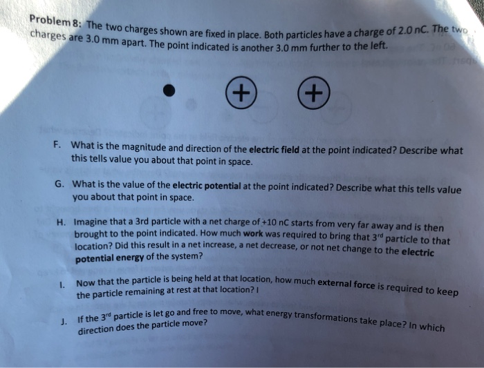 Solved Problem 8: The two charges shown are fixed in shown | Chegg.com