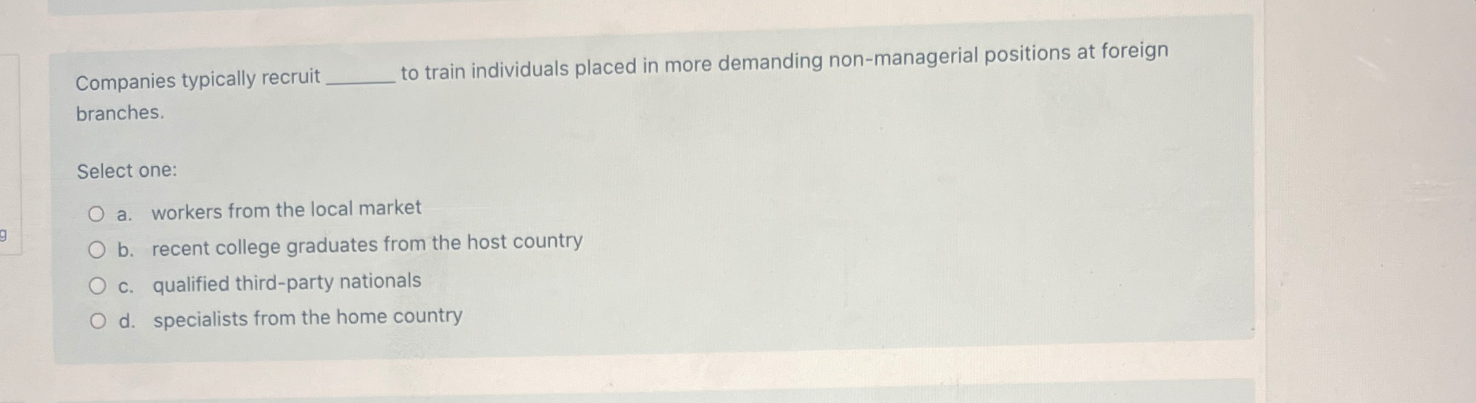 Solved Companies typically recruit to train individuals | Chegg.com