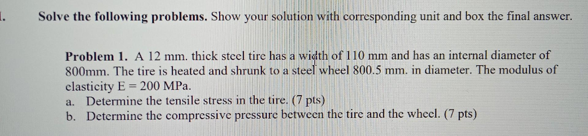 Solved olve the following problems. Show your solution with | Chegg.com