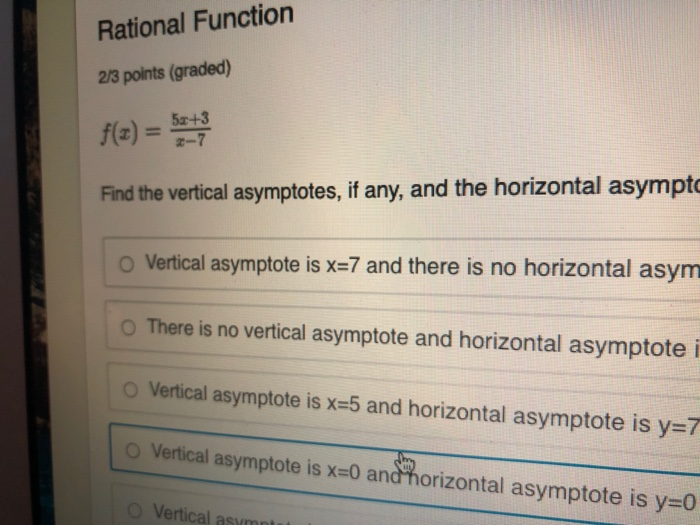 Solved Rational Function 2/3 points (graded) 53+3 f) = Find | Chegg.com
