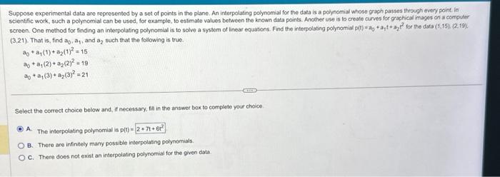Solved Suppose experimental data are represented by a set of | Chegg.com