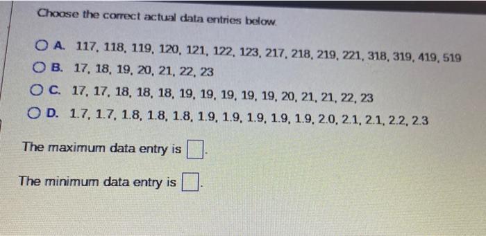 Solved Use the dot plot to list the actual data entries. | Chegg.com