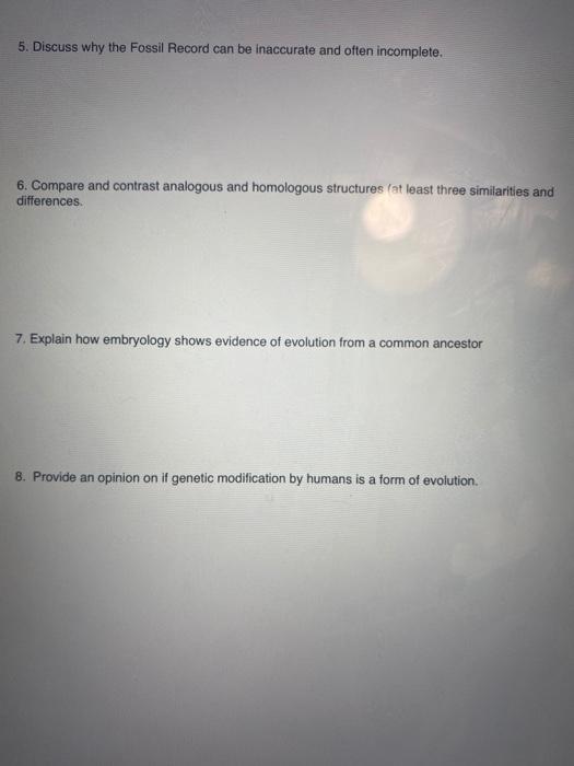 Solved 5. Discuss why the Fossil Record can be inaccurate | Chegg.com
