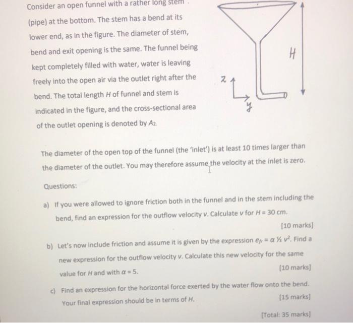 Solved H Consider an open funnel with a rather long ste | Chegg.com