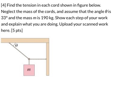 Solved [4] Find the tension in each cord shown in figure | Chegg.com