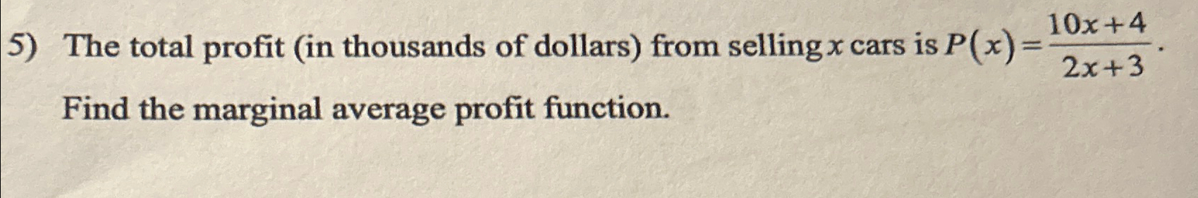 Solved The total profit (in thousands of dollars) ﻿from | Chegg.com