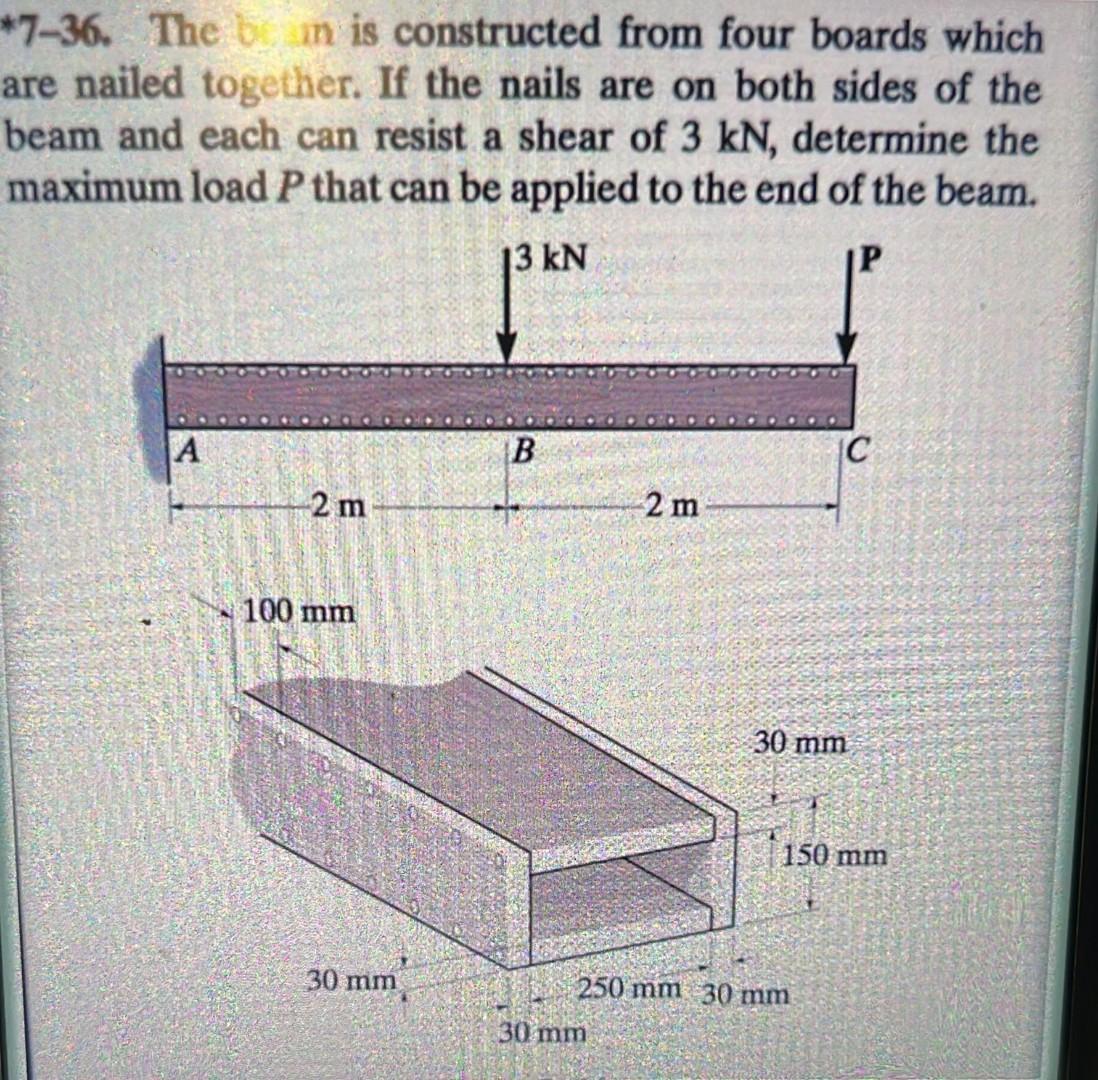 Solved *7-36. The b in is constructed from four boards which | Chegg.com