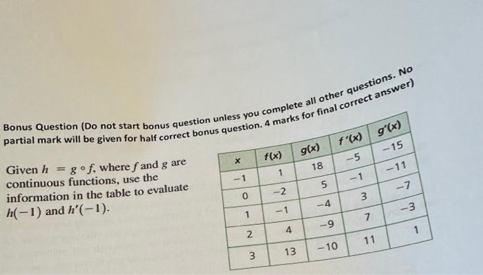 Solved Bonus Question (Do not start bonus question partial | Chegg.com
