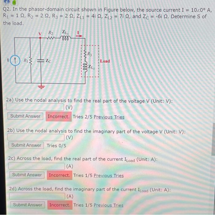 Solved Q2. In the phasor-domain circuit shown in Figure | Chegg.com
